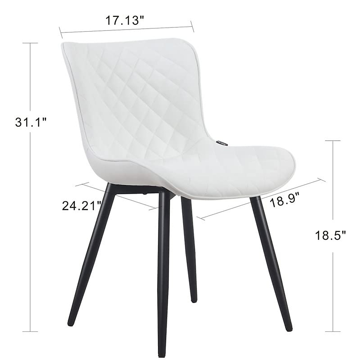 Kidol & Shellder Dining Chairs Kitchen Dining Room Chairs Set of 2 Modern Upholstered Living Room Chairs Faux Leather Vanity Chair Comfortable Contemporary Makeup Chair(White),3 Mins Quick Assembly