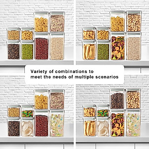 Airtight Food Storage Containers Set-8 PCS POP Open Kitchen Canisters with lids,BPA Free, Kitchen Pantry Organization Stackable Containers for Bulk Food, Cereal,Snack, Sugar, Pet Food Storage