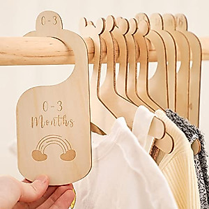 ibwaae Wooden Baby Closet Size Divider Organizer Hanger Clothing Dividers for Newborn Nursery Decor Infant to 24 Months