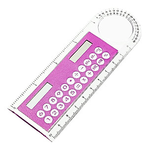 Mini Calculator, Portable Pocket Calculator Handheld Basic Calculator 3 in 1 Solar Powered Calculator Ruler Magnifier for Students Kids School Home Office, Back to School Gift Christmas Birthday Gift