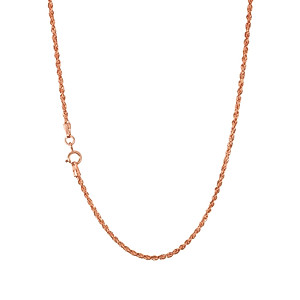Nuragold 10k Rose Gold 1.5mm Rope Chain Diamond Cut Womens Dainty Pendant Necklace, 14" 16" 18" 20" 22" 24" 26"