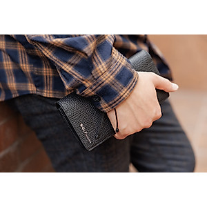 WOLFselection Genuine Leather Long Wallet - Rugged Bifold Mens Wallets with Inner Zip Slot for Key and Coins - Big Capacity for Credit Cards ID Driver's License and Notes