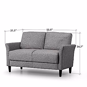 ZINUS Jackie Loveseat Sofa / Easy, Tool-Free Assembly, Soft Grey