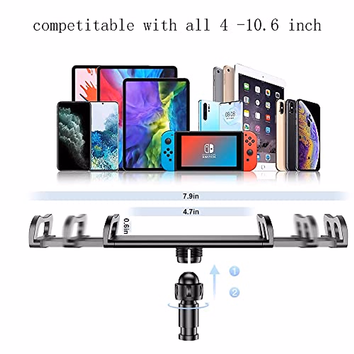 Royall Gooseneck Cell Phone Stand Holder, Tablet Holder for Desk Phone Mount Holder Clip with Grip Flexible Long Arm Gooseneck Bracket Mount Clamp for Desk, Compatible with ipad iPhone