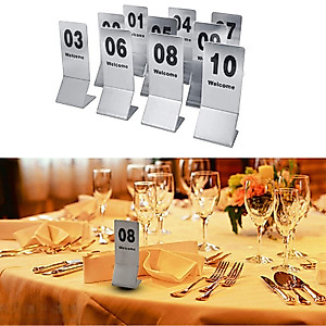 Standing Table Number Cards 1-25 1-50 Place Cards, Stainless Steel Restaurant Weddings Table Numbers Holder With Double-Side Black Numbers, Elegant Tabletop Decorations