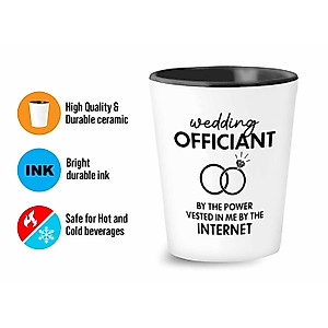 Bubble Hugs Wedding Officiant Shot Glass 1.5oz - Power Vested by Internet - Funny Officiant Proposal Marry Us Invitation Pastor Priest Internet Ordained Minister Humor