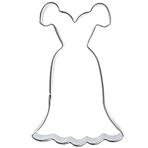 Large Size Dress Shaped Cookie Cutter, Stainless Steel Short Sleeved Wedding Dress Princess Dress Cookie Cutter, 4.9 Inches