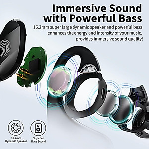 BANIGIPA Open Ear True Wireless Earbuds, Bluetooth 5.3 Headphones w/Immersive Premium Sound, IP54 Waterproof Open-Ear Earbud w/DSP Noise Cancelling Mic for Sports Long-Lasting Comfort, 50H Playtime