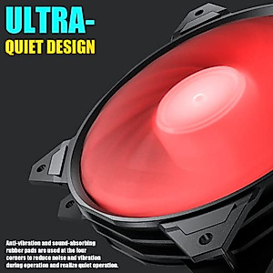 upHere Long Life 120mm 3-Pin High Airflow Quiet Edition Red LED Case Fan for PC Cases, CPU Coolers, and Radiators 3-Pack,PF120RD3-3
