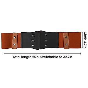 Nanxson Womens Elastic Wide Waist Band Tied Waspie Corset Obi Waist Belt PDW0077 (brown)