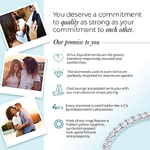 10 KT Gold Wedding Rings for Women | 1/2 CTTW White Gold Certified Lab Created Promise Rings, Anniversary Bands, Diamond Stacking Ring and Wedding Band | Ring Size 7