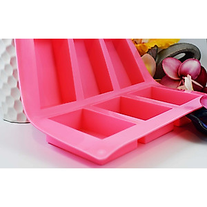 2PC Rectangular Oven Safe Silicone mold 6 Right-Sized Cavity multipurpose Tray for homemade Candle Crafting, Portion Chocolate/Lemon Bar, Ice Cube, Easy-Release, BPA-Free Food-Grade Dishwasher Safe