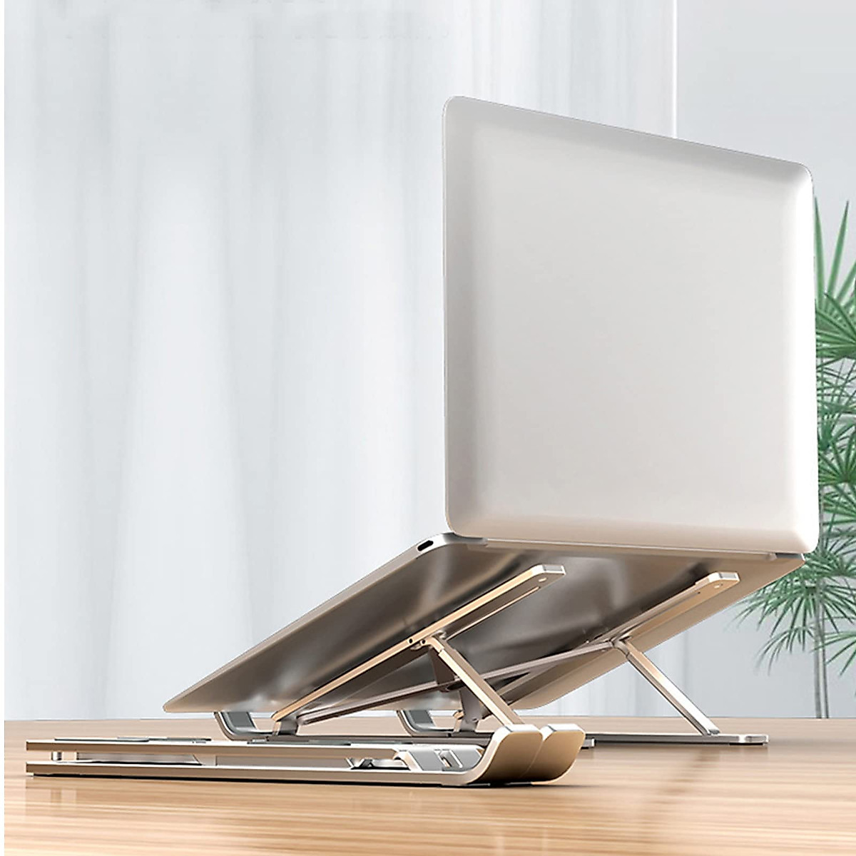 TENGYI T up Portable Laptop Stand, Multi-Angle Riser with Heat-Vent, Aluminum X-Shaped Computer Holder with Anti-Slip Rubber Compatible with 9-15.6 inch Notebooks PAD and so on (Silver)