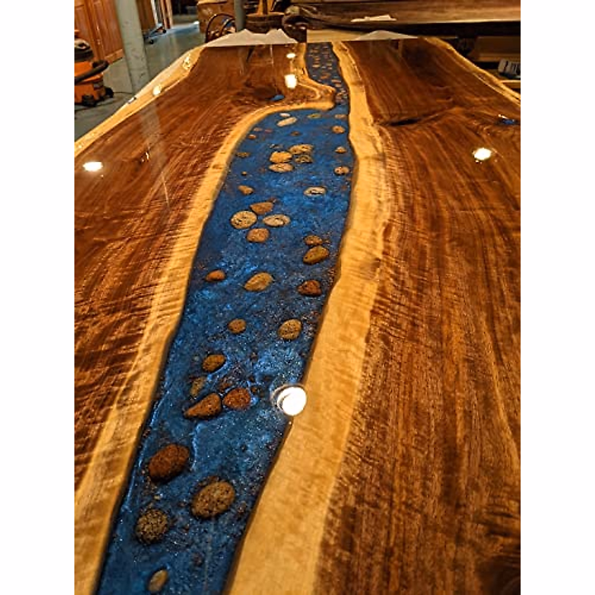 Black Walnut blue epoxy River Dining Table,Top 7' 6" Long by 40" to 44 Wide