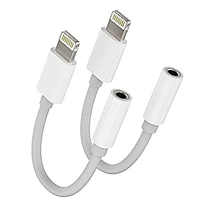 iPhone Headphone Adapter, 2 Pack [Apple MFi Certified] Lightning to 3.5mm Headphone/Earphone Jack Aux Audio Adapter Converter Dongle Compatible for iPhone 14 13 12 11 XS XR X 8 7 iPad, Support All iOS