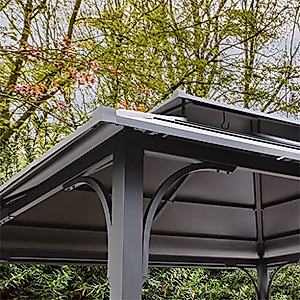 LHLLHL 12 Ft. W X 14 Ft. D Metal Black 2-Tier Double Roof Patio Gazebo with Curtains and Netting (Color : D, Size : 12 Ft. W X 14 Ft)