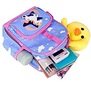 Choco Mocha Toddler Backpack for Girls 12 inch Unicorn Backpack for Toddler Girls Backpack Small Kids Backpack with Chest Strap Little Girls Daycare Backpack for 1 2 3 Year Old Bookbag age 1-3 Blue