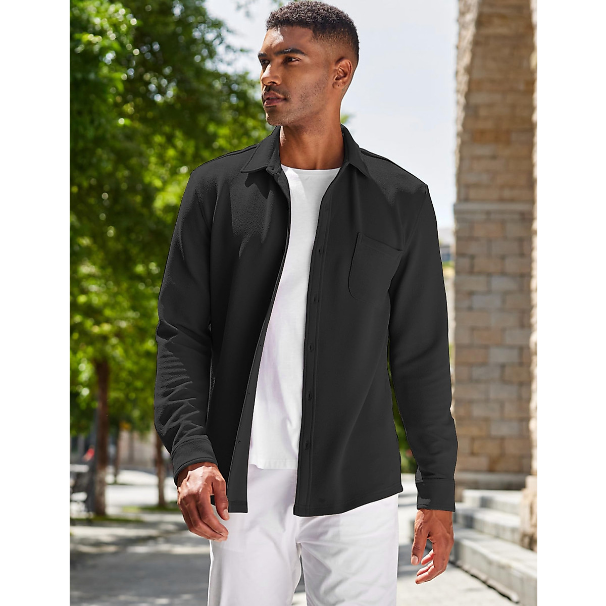 COOFANDY Men's Corduroy Shirt Jacket Casual Stylish Shacket Long Sleeve Button Down Winter Shirt