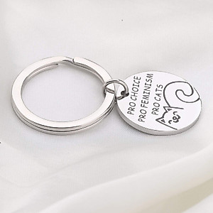 bobauna Pro Choice Pro Feminism Pro Cats Feminist Keychain Empowering Positive Jewelry Gift For Women (pro choice feminism cat keychain)