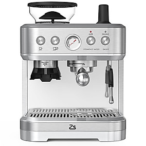 Garvee Espresso Machine with Milk Frother, All in One Cappuccino Latte Coffee Maker for Home Barista, Built-In Bean Grinder, 85oz Removable Water Tank, Gifts for Dad, Mom, Coffee Lover