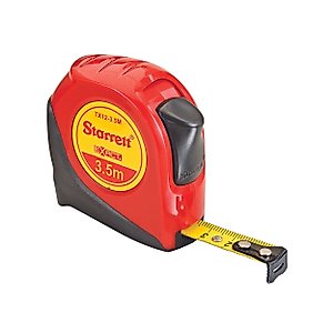 Starrett Exact Retractable Metric Pocket Tape Measure with Nylon Coating, Self Adjusting End Hook, and Steel Belt Clip - 1/2" Width x 3.5m Length - KTX12-3.5M-N