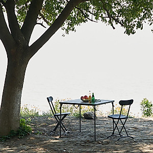 REDCAMP 34" Square Folding Card Table with Resin Top, Portable Fold in Half Small Card Tables with Collapsible Legs for Adults Indoor Outdoor Use, Brown