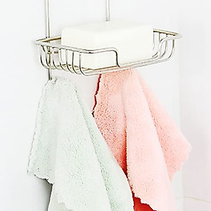 Casaphoria Stainless Steel soap Holder with Hook, Wall-Mounted Bar Soap Sponge Holder is Suitable for Bathroom and Kitchen, Powerful Non-Trace Adhesive No Drilling (Pack of 1)