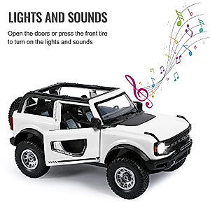 ARMSKY Toy Trucks 1:24 Scale Metal Model Die-cast Hobby Toy Cars Gifts for Boys Girls and Adults Bronco Car Lovers Collection, White