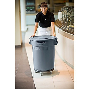 Rubbermaid Commercial Products Brute Trash Can Dolly with Wheels, Black, Transports 20, 32, 44 and 55G Brute Containers