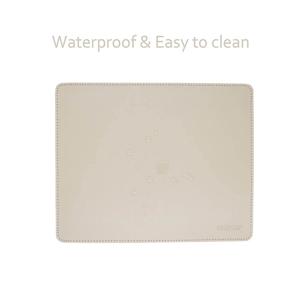 KINOPREV Leather Mouse Pad - Wood Mouse Pad with Stitched Edge,PU Non-Slip Mouse Pad,Double Side Mousepad,Waterproof Gaming Mouse Pad for Computers,Laptop,Office & Home,10.2" x 8.3",1 Pack (Beige)