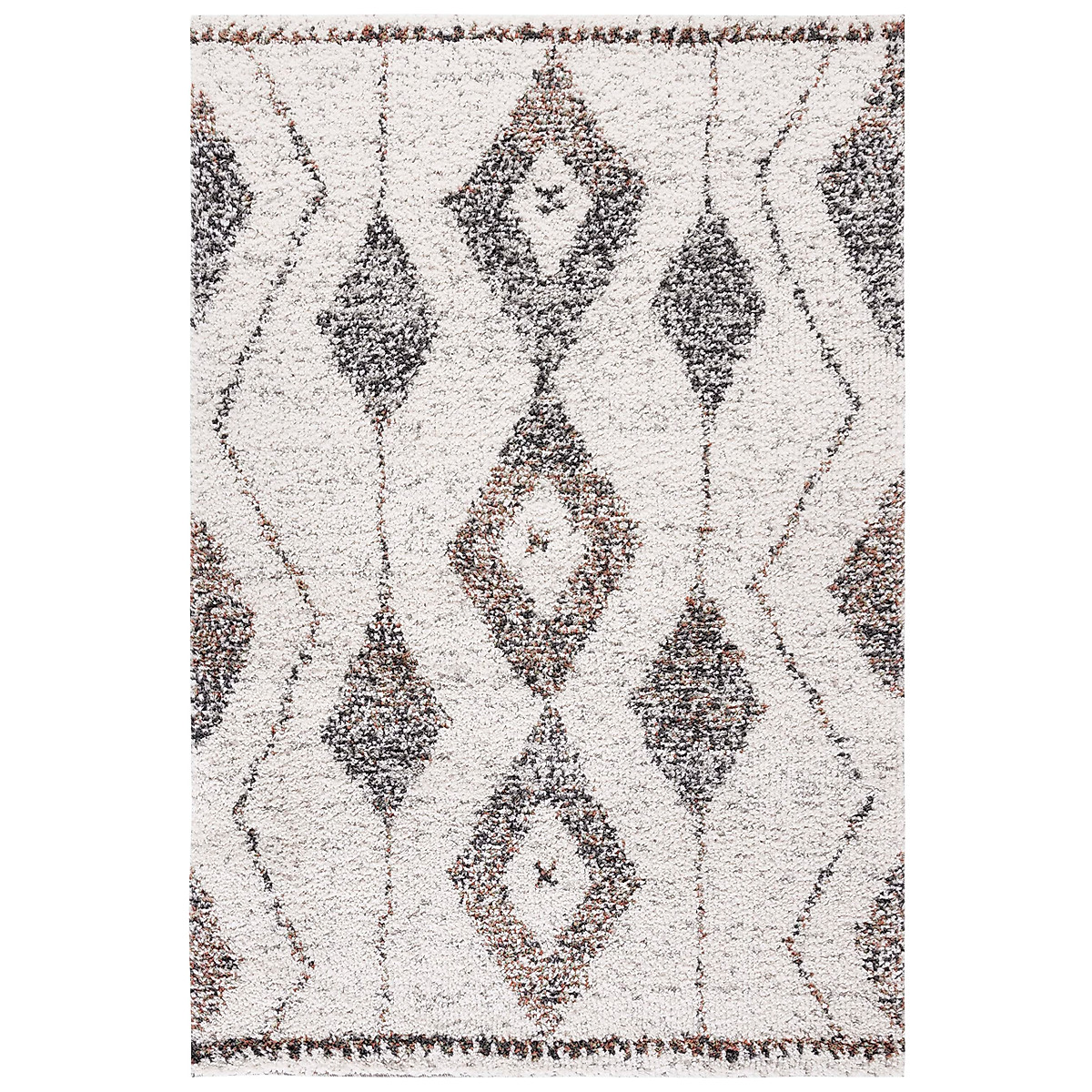 SAFAVIEH Jericho Shag Collection Area Rug - 9' x 12', Ivory & Black, Moroccan Boho Design, Non-Shedding & Easy Care, 1.2-inch Thick Ideal for High Traffic Areas in Living Room, Bedroom (JER102A)