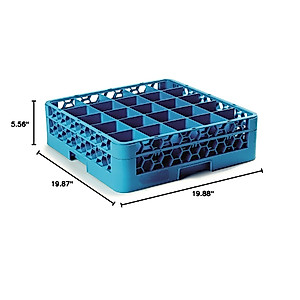 CFS RG25-114 OptiClean 25 Compartment Glass Rack with Extender, 3-1/2" Compartments, Blue (Pack of 4)