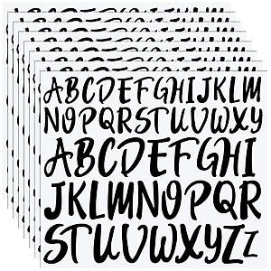 TaoBary 8 Sheets Alphabet Stickers Self Adhesive Vinyl Letter Stickers Calligraphy Letter Stickers for Mailbox, Signs, Window, Door, Cars, Trucks, Home, Business, Address Number(Black,1'', 1.5'')