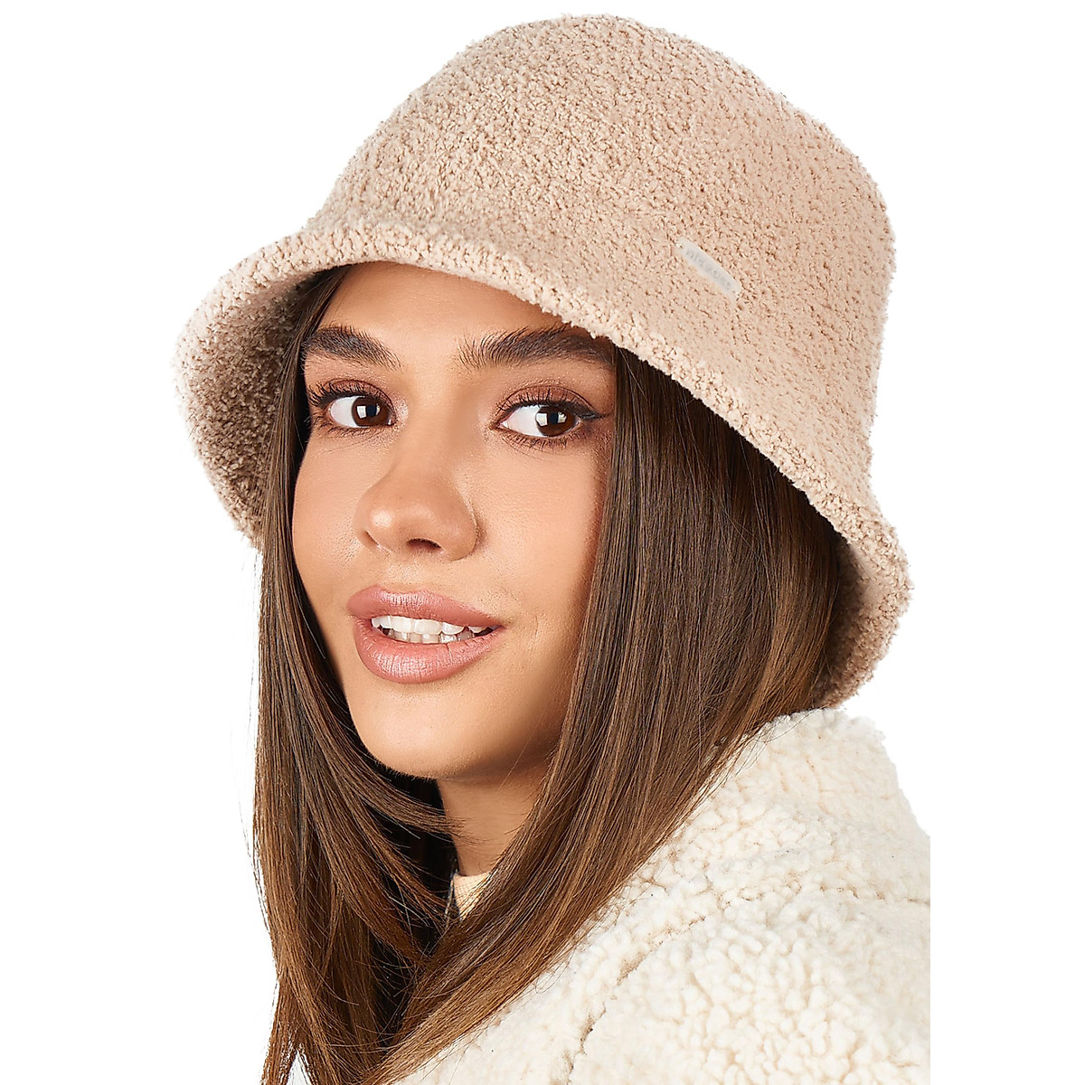 Brown Fuzzy Bucket Hat for Women - Winter Faux Fur Bucket Hat - Fluffy Sherpa Bucket Hats for Women