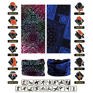 VANCROWN Head Wrap Headband Headwear Neck Gaiter Face Mask Magic Scarf Balaclava Bandana