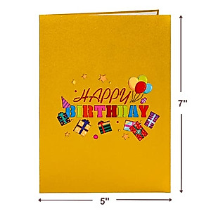 Paper Love Happy Birthday Pop Up Card, For Adults and Kids - 5" x 7" Cover - Includes Envelope and Note Tag