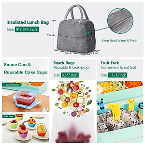 27 PCs Bento Box Lunch Box Kit, 1300ML Large 4-Compartment Lunch Container w/ Utensils Lunch Bag Accessories, Durable Leakproof Microwave Dishwasher Freezer Safe Meal Prep Container for Kids Adults