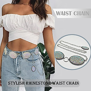 Xiokyo Bling Rhinestone Concho Belt Heavy Metal Western Crystal Chain Belt Cowgirl Sparkly Waist Chain for Women Dress