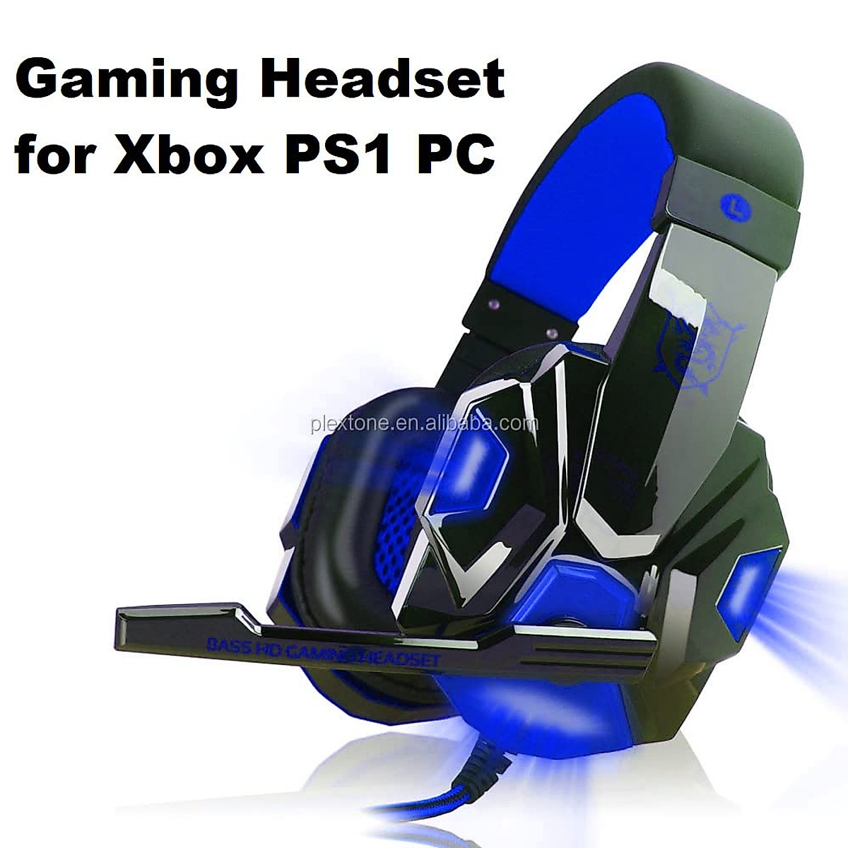 Plextone PC780 Gaming Headset with Microphone Stereo Bass Earphone for PC, Xbox One, PS4, Mac, Mobile and VR (Black and Red)