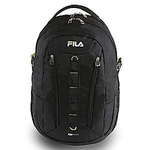 Fila Vertex Tablet and Laptop Backpack, Black/NEON, One Size