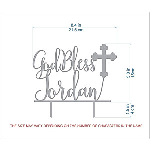Personalized God Bless Cake Topper with Cross Name Baby Baptism centerpiece Christening Topper 1st First Holy Communion Religious Toppers Blessed Custom Sign Christian Acrylic Party Anniversary Gifts