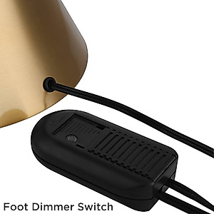 Possini Euro Design Piazza Mid Century Modern Glam Style Torchiere Floor Lamp 72.5" Tall Black Antique Brass Metal White Glass Shade for Living Room Reading House Bedroom Home Office