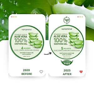 VENAMINE Korean Aloe Vera Soothing & Moisture Gel 100% For Face And Body organic pure aloe vera gel 300ml