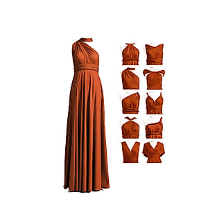 72styles Bridesmaid Dress Convertible Maxi Dress, Elegant Infinity Multiway Long Dress Evening Formal Evening Prom Gown Dress Burnt Orange