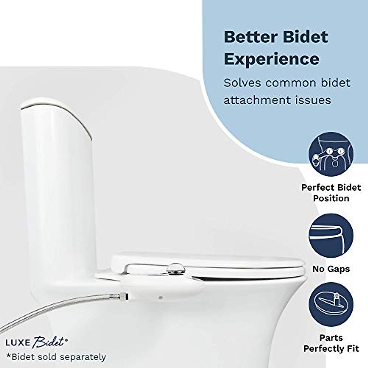 LUXE Bidet Luxe TS1008E Elongated Comfort Fit Toilet Seat with Slow Close, Quick Release Hinges, and Non-Slip Bumpers (White)