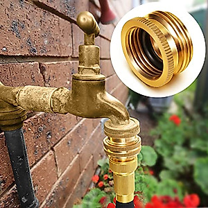 Solid Brass Garden Hose Adapter, 3/4" NPT Male Connector x 1”GHT Female Garden Hose, 1 Inch Male Pipe Fittings Thread to 1.3 Inch Female Garden Hose Thread, with Rubber Gasket and Sealant Tape