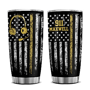 Wassmin Personalized Dispatcher Gifts For Men Dispatcher American Flag Tumbler 20oz 30oz Insulated Coffee Travel Mug Cup Birthday Appreciation