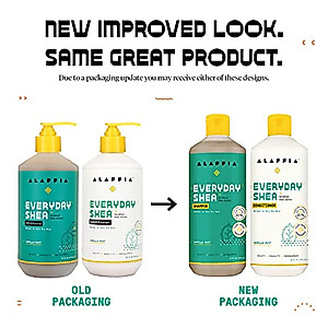 Alaffia EveryDay Shea Shampoo and Conditioner - For Normal to Very Dry Hair, Gently Cleanses, Moisturizes, Restores & Protects with Fair Trade Shea Butter, Vegan, No Parabens, Vanilla Mint, 16 Fl Oz Each