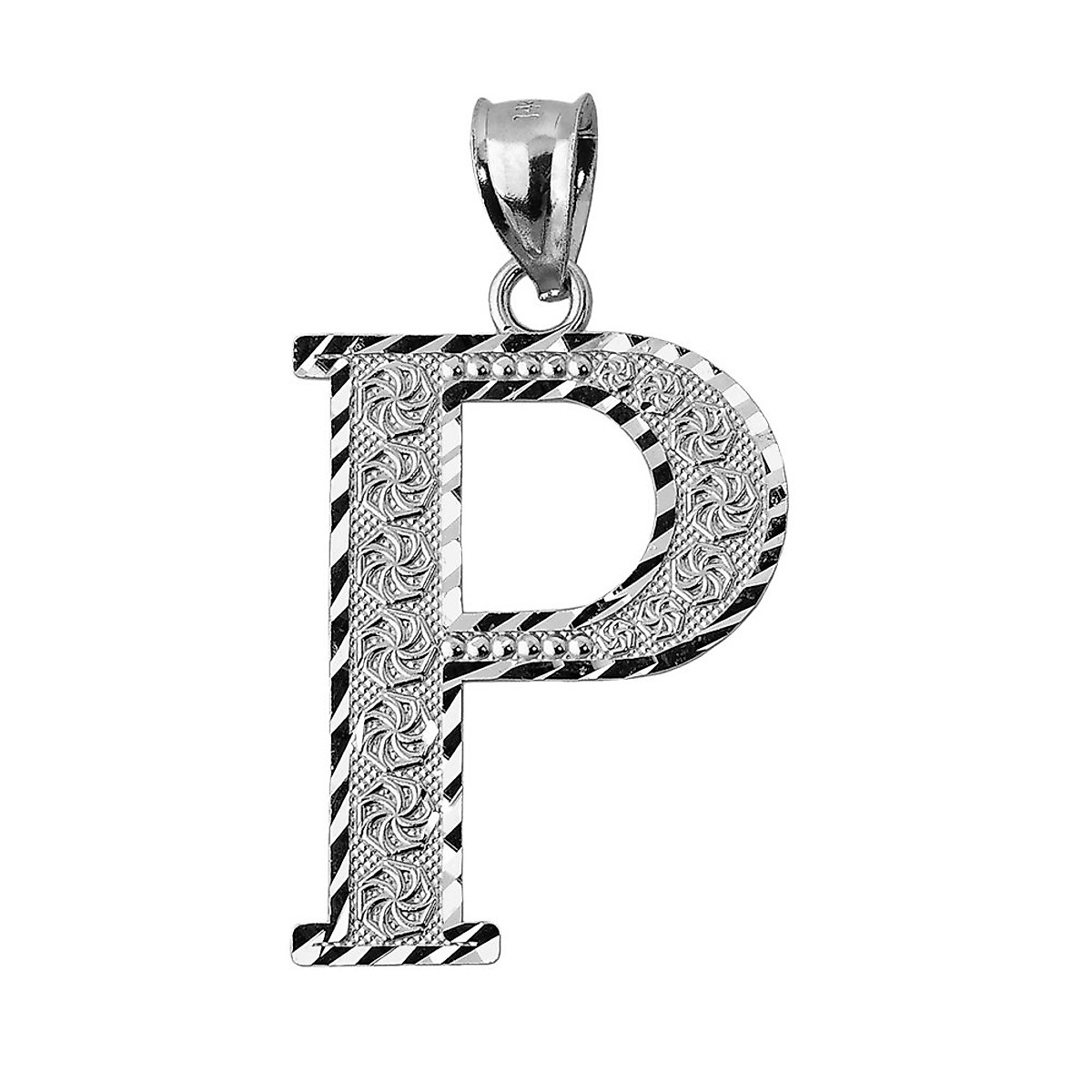 925 Sterling Silver Initial Letter P Charm Pendant, 0.7"
