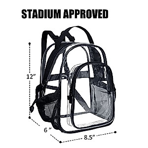 Fmeida Small Clear Backpack Stadium Approved Heavy Duty Clear Mini Backpack Transparent PVC See Through Bags for Concert Work Sport Games Concerts Security Travel